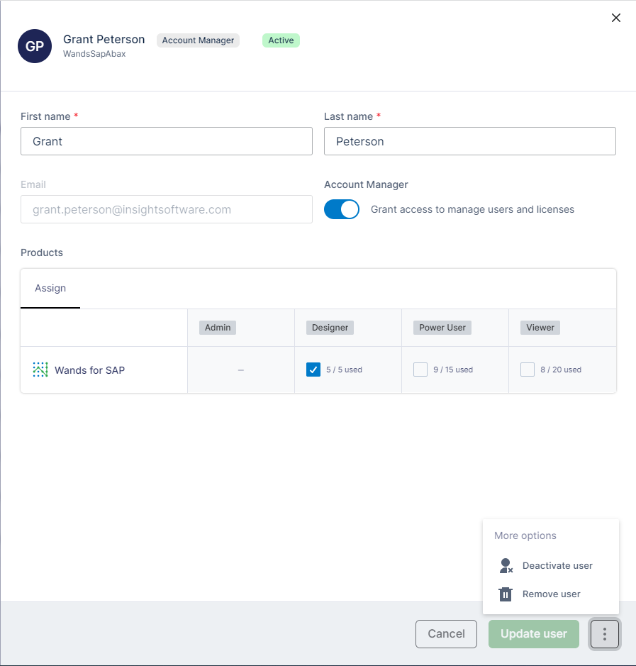 User Management – Wands for Oracle
