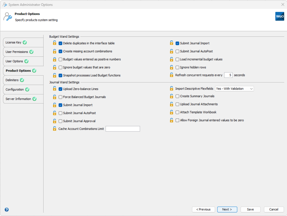 System Administrator Product Options Wands For Oracle