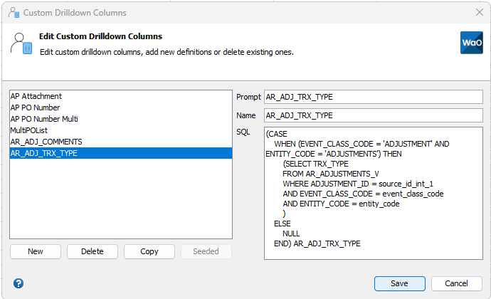 Add a Custom Drilldown Column – Wands for Oracle