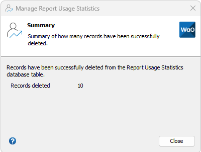 Report Usage Statistics – Wands for Oracle