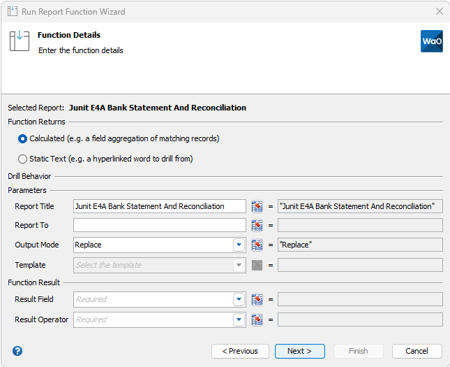 Insert a Run Report Function – Wands for Oracle