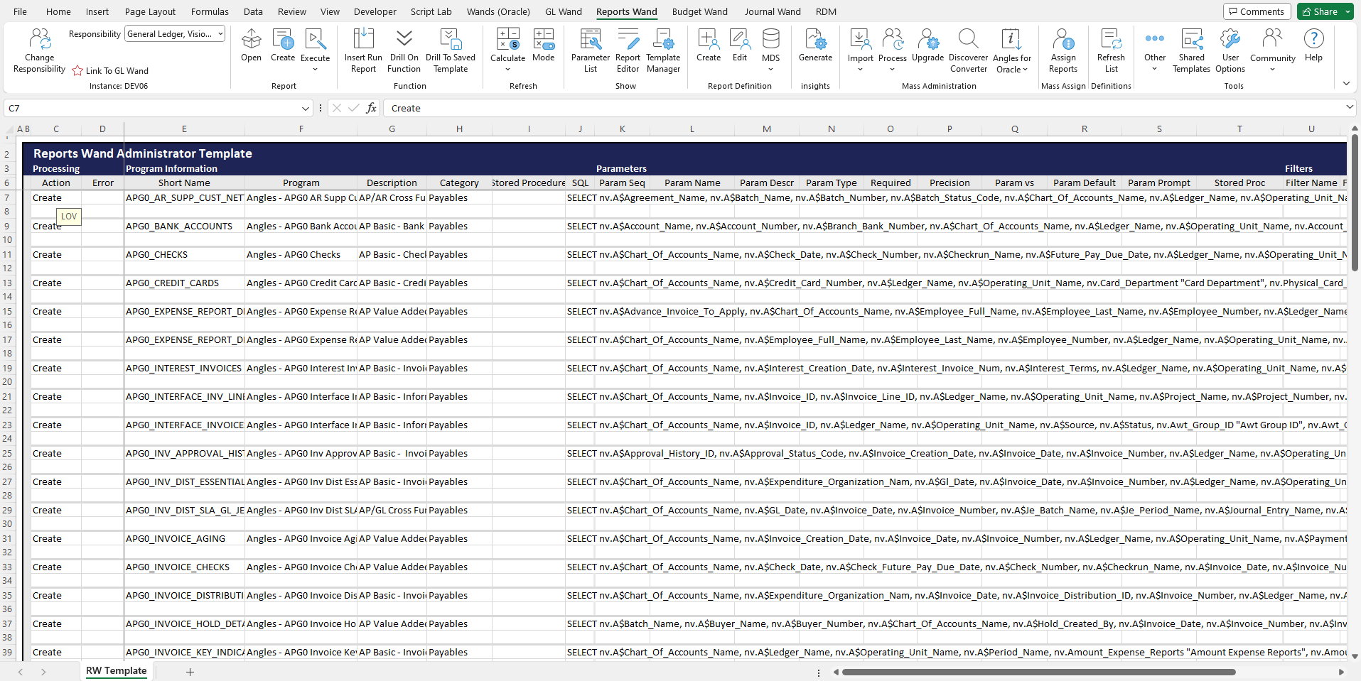 Import Angles for Oracle Report Definitions to Excel – Wands for Oracle