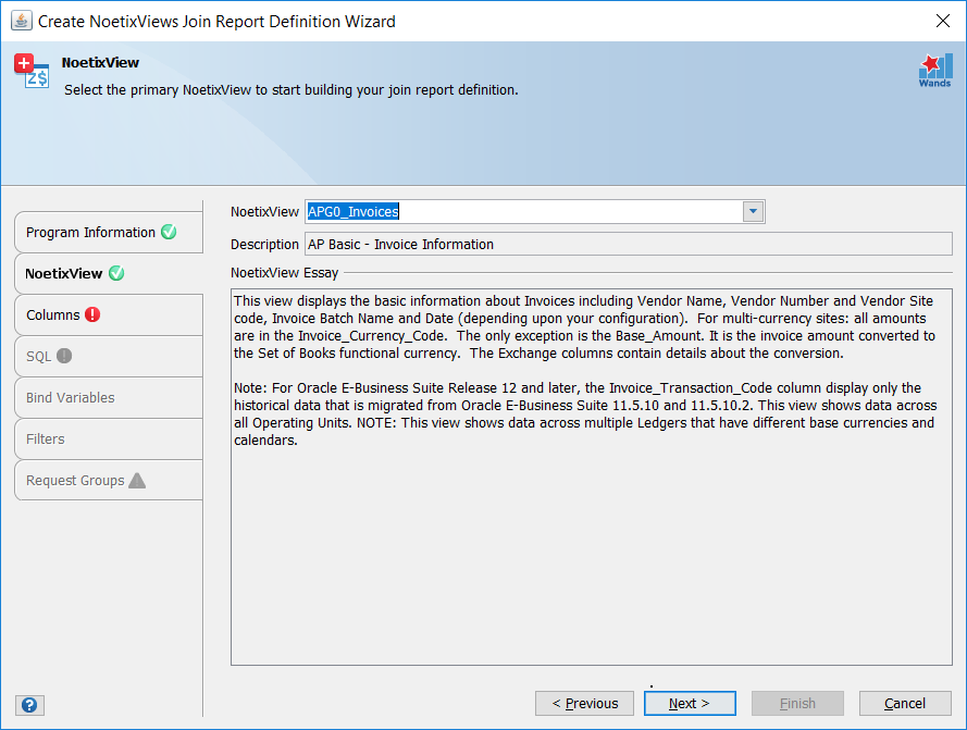 Create Join Definition – Wands for Oracle