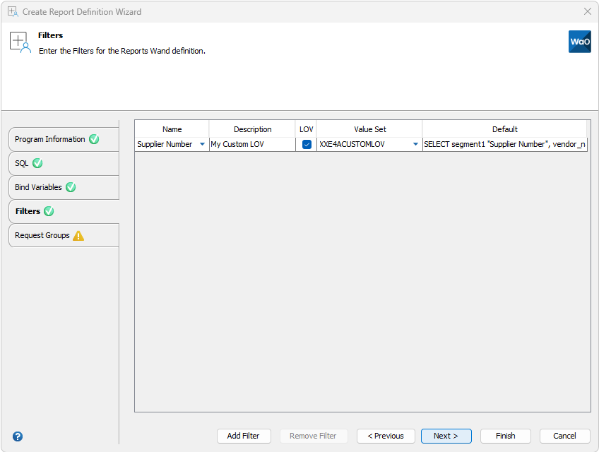 Custom SQL List of Values – Wands for Oracle