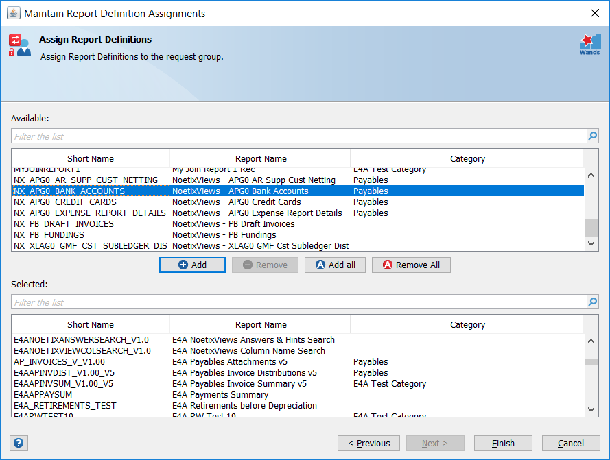 Assign Reports – Wands for Oracle