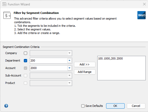 Segment Combination Criteria – Wands for Oracle