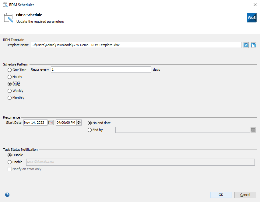 Create Schedule – Wands for Oracle