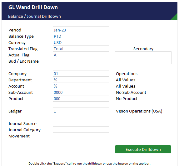 Drill Criteria – Balance – Wands for Oracle