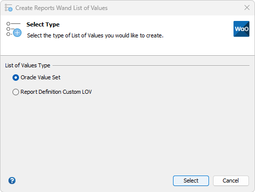 Create List of Values – Wands for Oracle