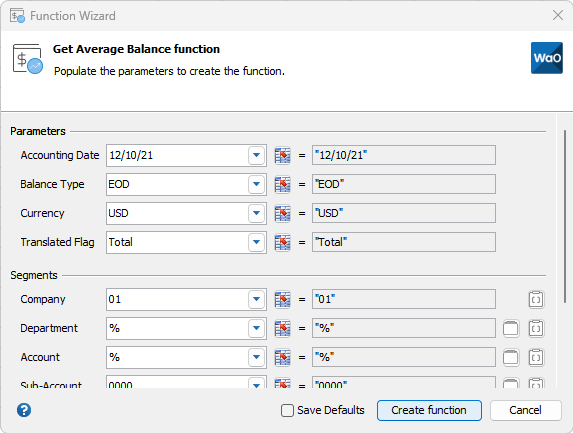 Get Average Balance – Wands for Oracle